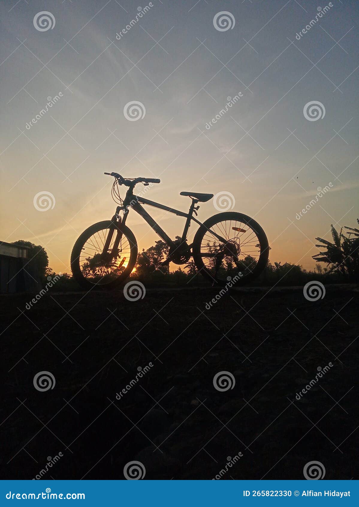 Bicycle Behind the Rising Sun Stock Photo - Image of vehicle, poster ...