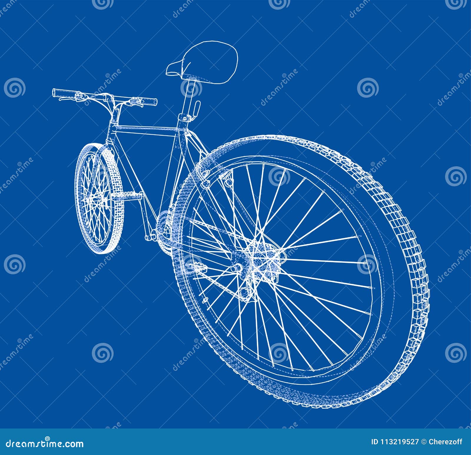 Bicycle Blueprint 3d Illustration Stock Illustration - Illustration of ...