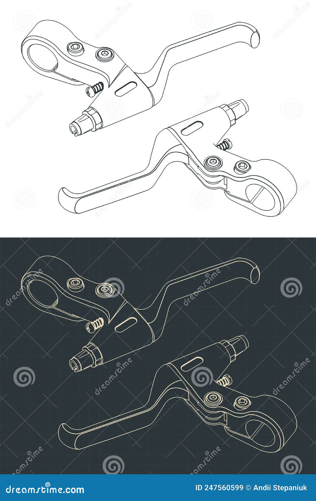 Bicycle Brake Lever Isometric Blueprints Stock Vector - Illustration of ...