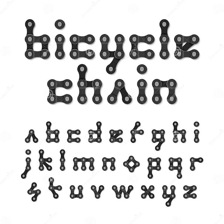 Bicycle chain alphabet stock vector. Illustration of link - 45729675