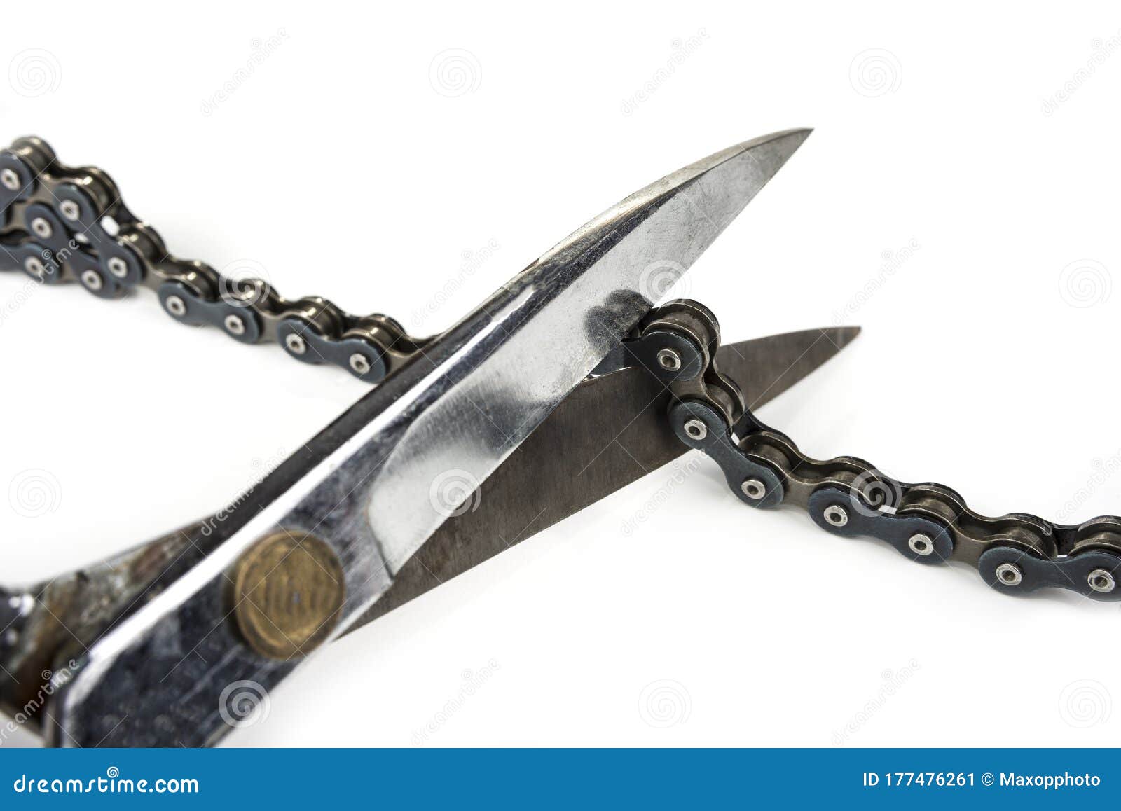 Bicycle Chain Cut with Scissors. Too Much To Handle Concept Stock Image ...