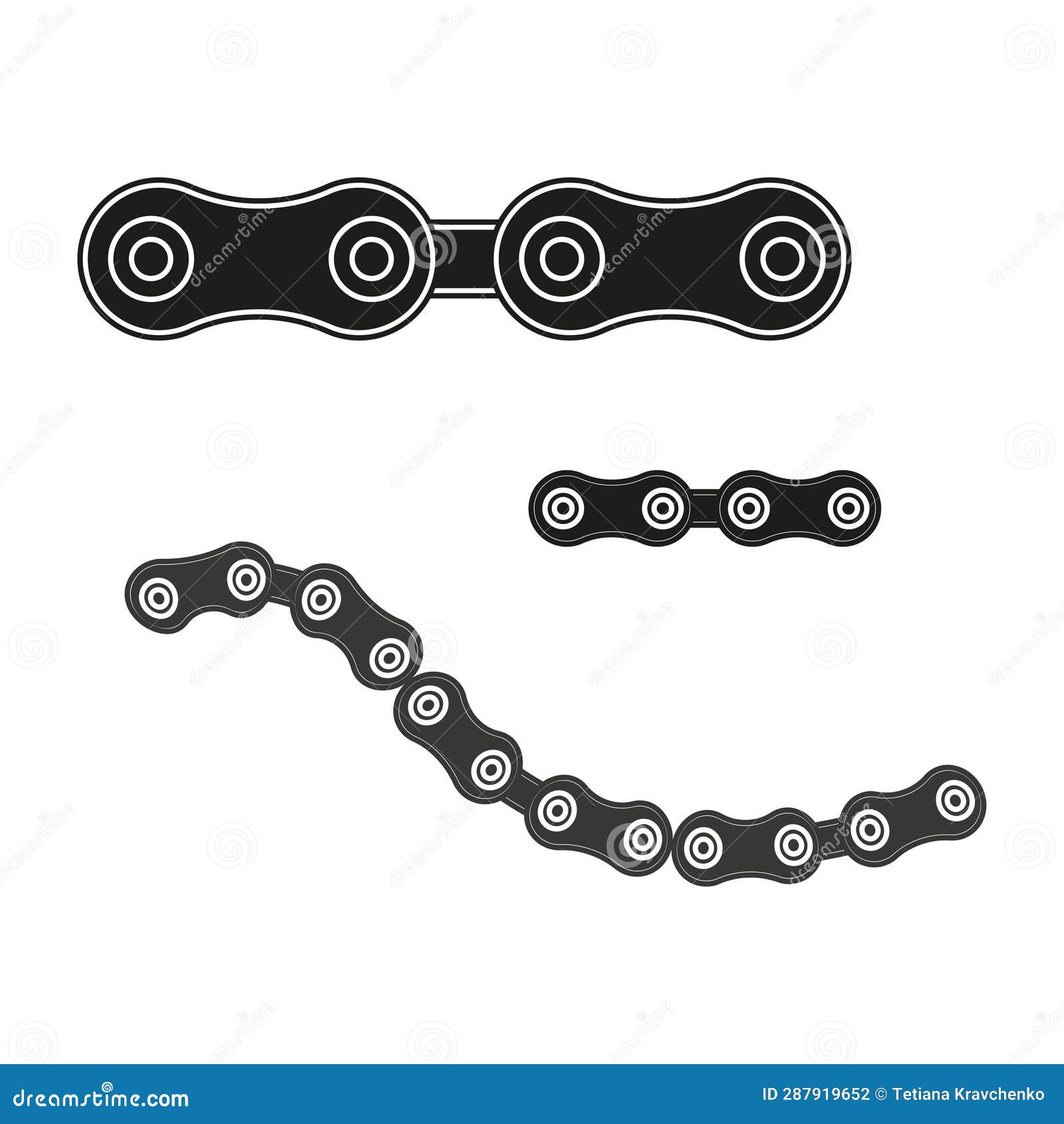 Bicycle Chain Links Line Set. Vector Illustration. EPS 10 Stock ...