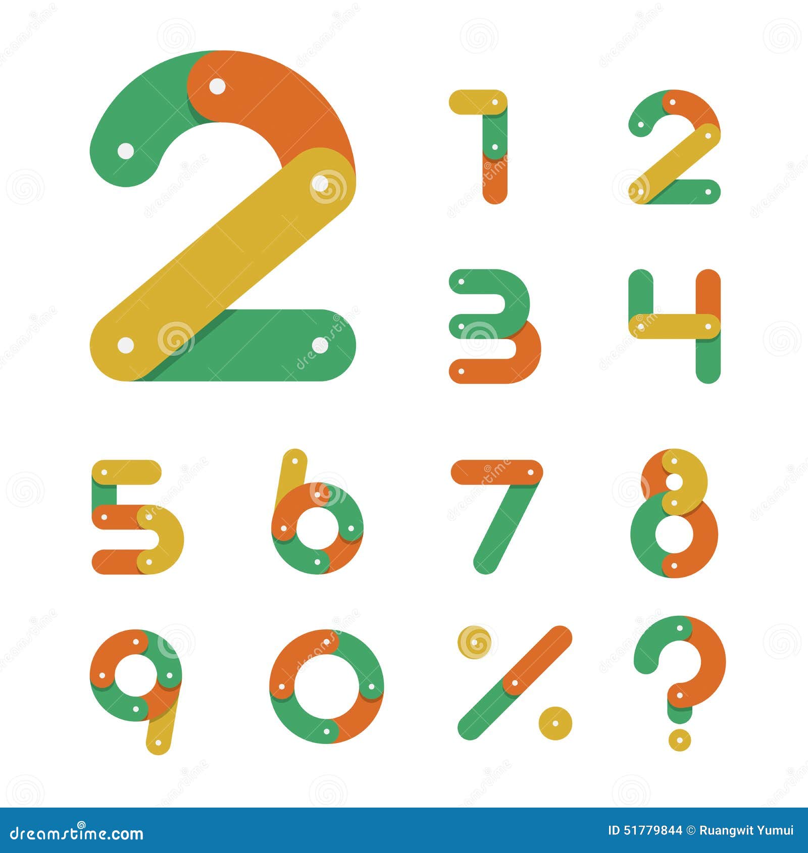 Bicycle Chain Number Set in Flat Design Icon. Stock Vector ...