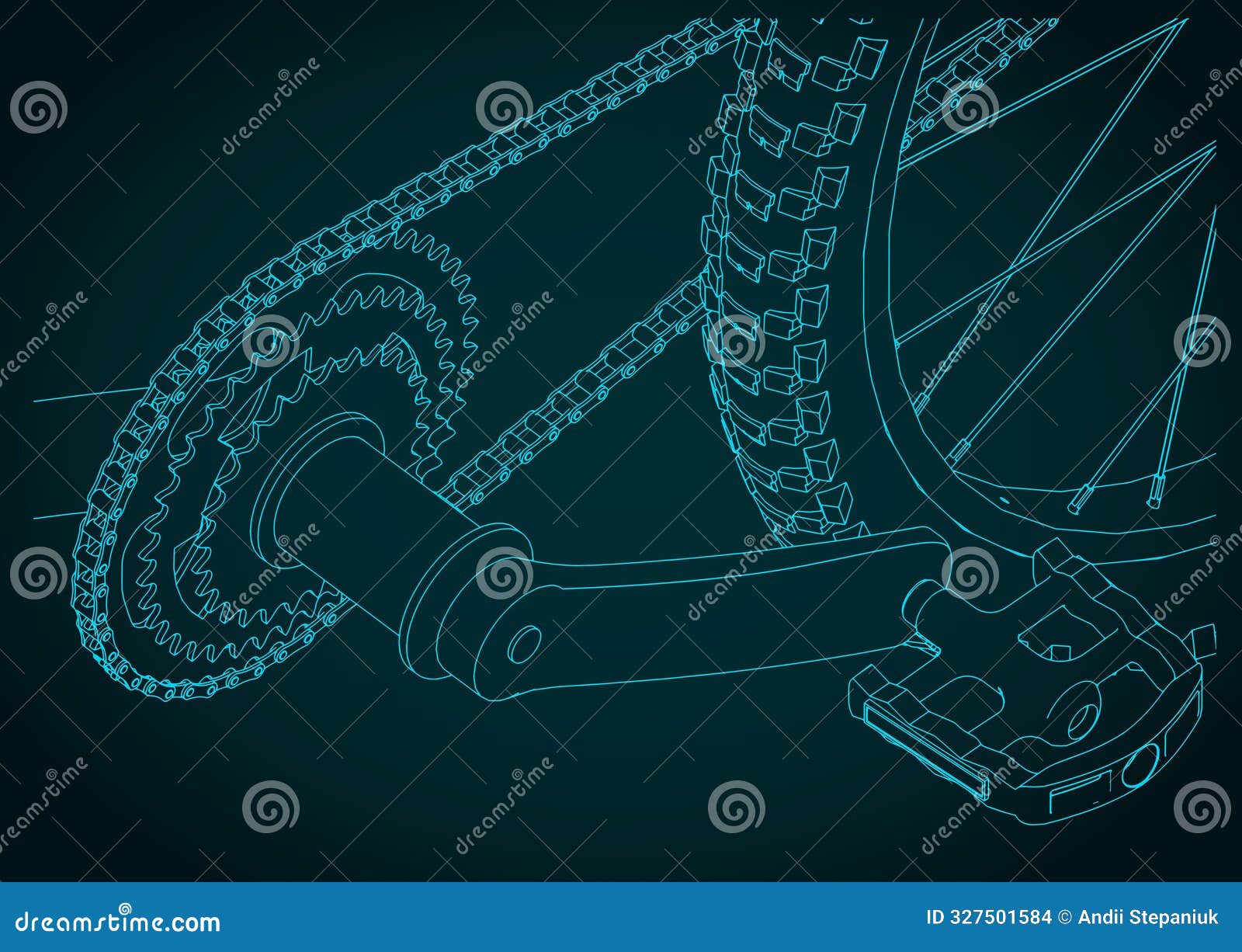 Bicycle Chain, Pedal and Gears Close-up Stock Vector - Illustration of ...