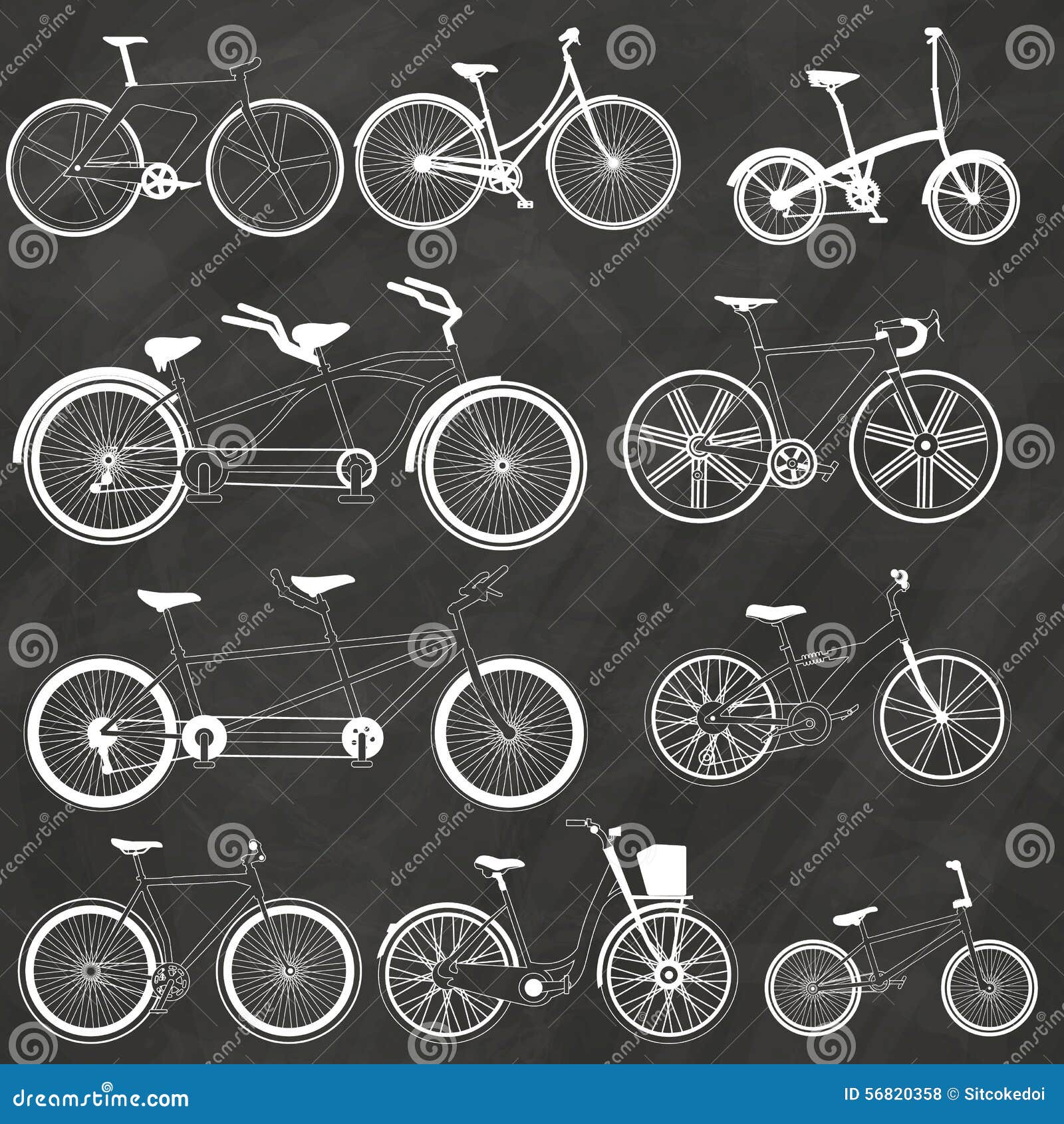 Bicycle on the chalk stock vector. Illustration of bicycle - 56820358