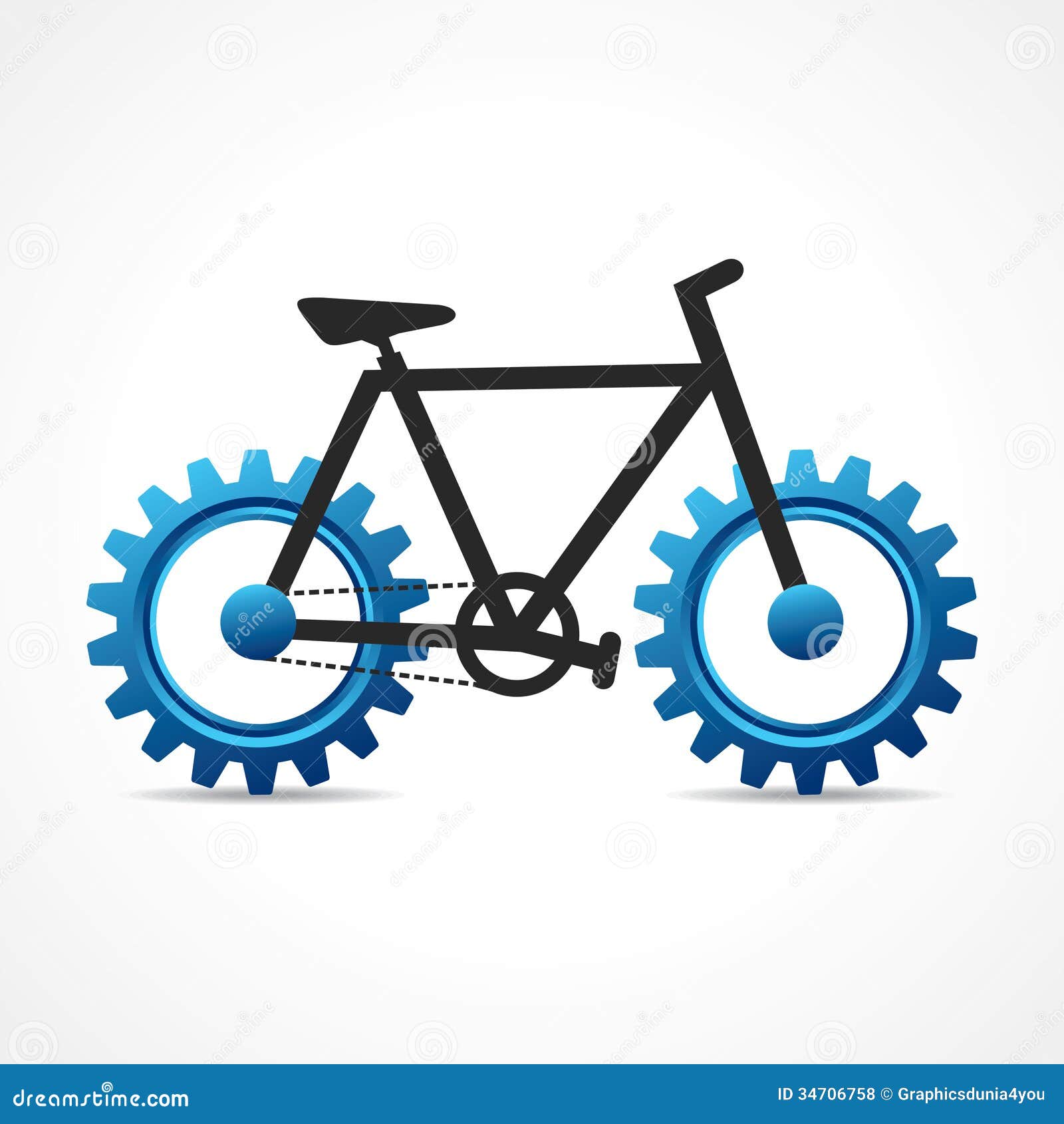 Bicycle with cog wheel stock vector. Illustration of engineering - 34706758