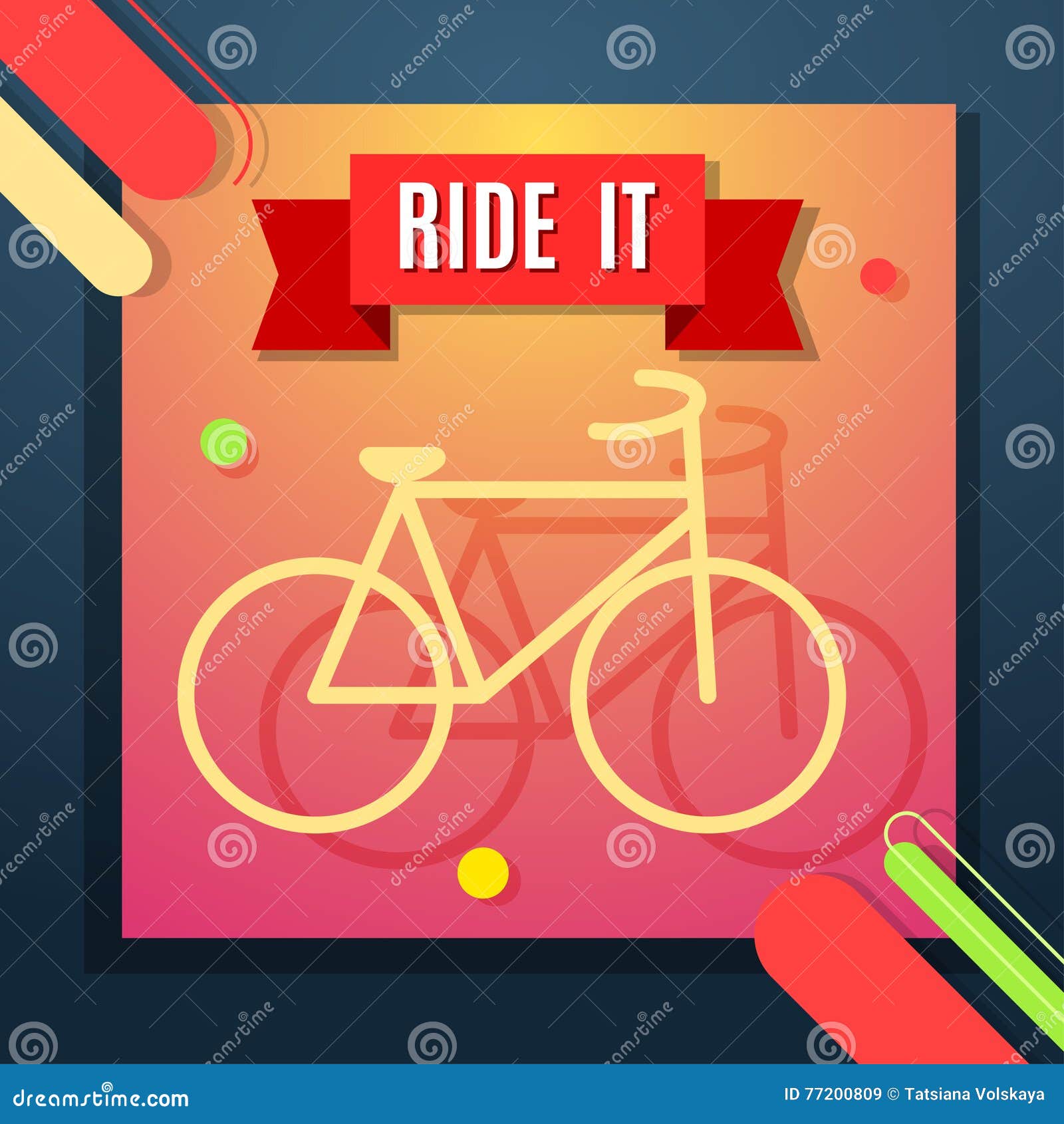 Bicycle Color Icon with Ride it Text and Bike Symbol Stock Vector ...