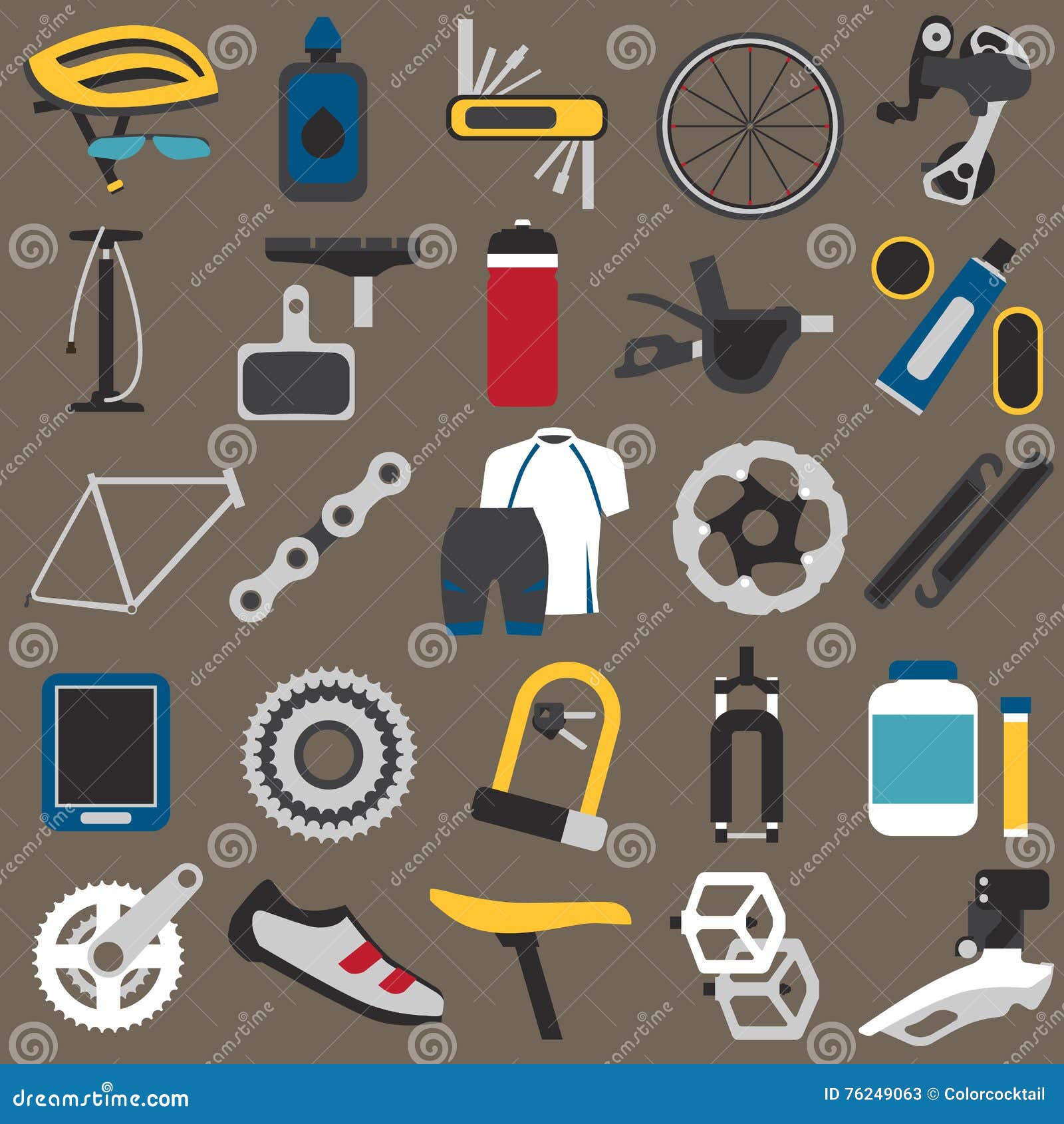 Bicycle components stock vector. Illustration of icon - 76249063