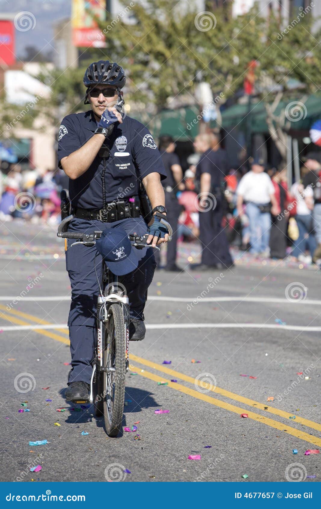 Bicycle Cop Doing Crowd Control Editorial Photography - Image of radio ...