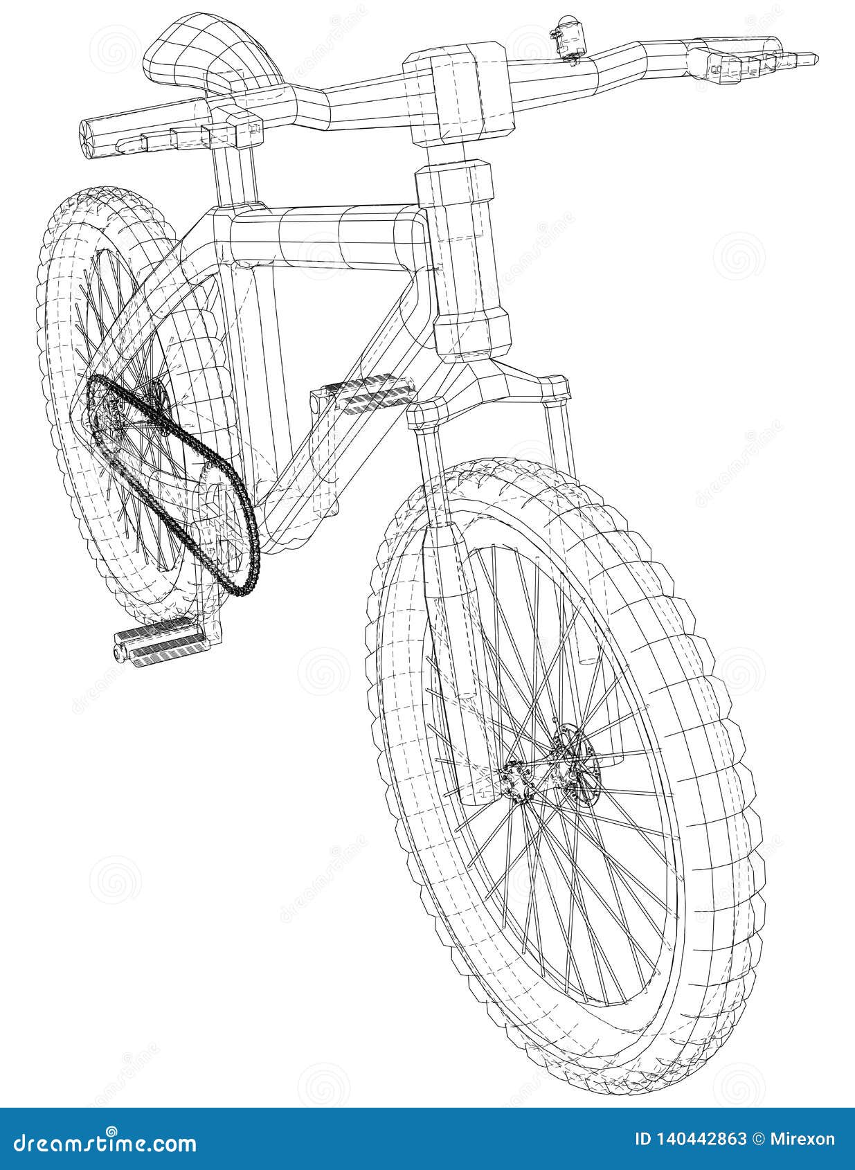 Bicycle. Created Illustration of 3d. Wire-frame Style. the Layers of ...