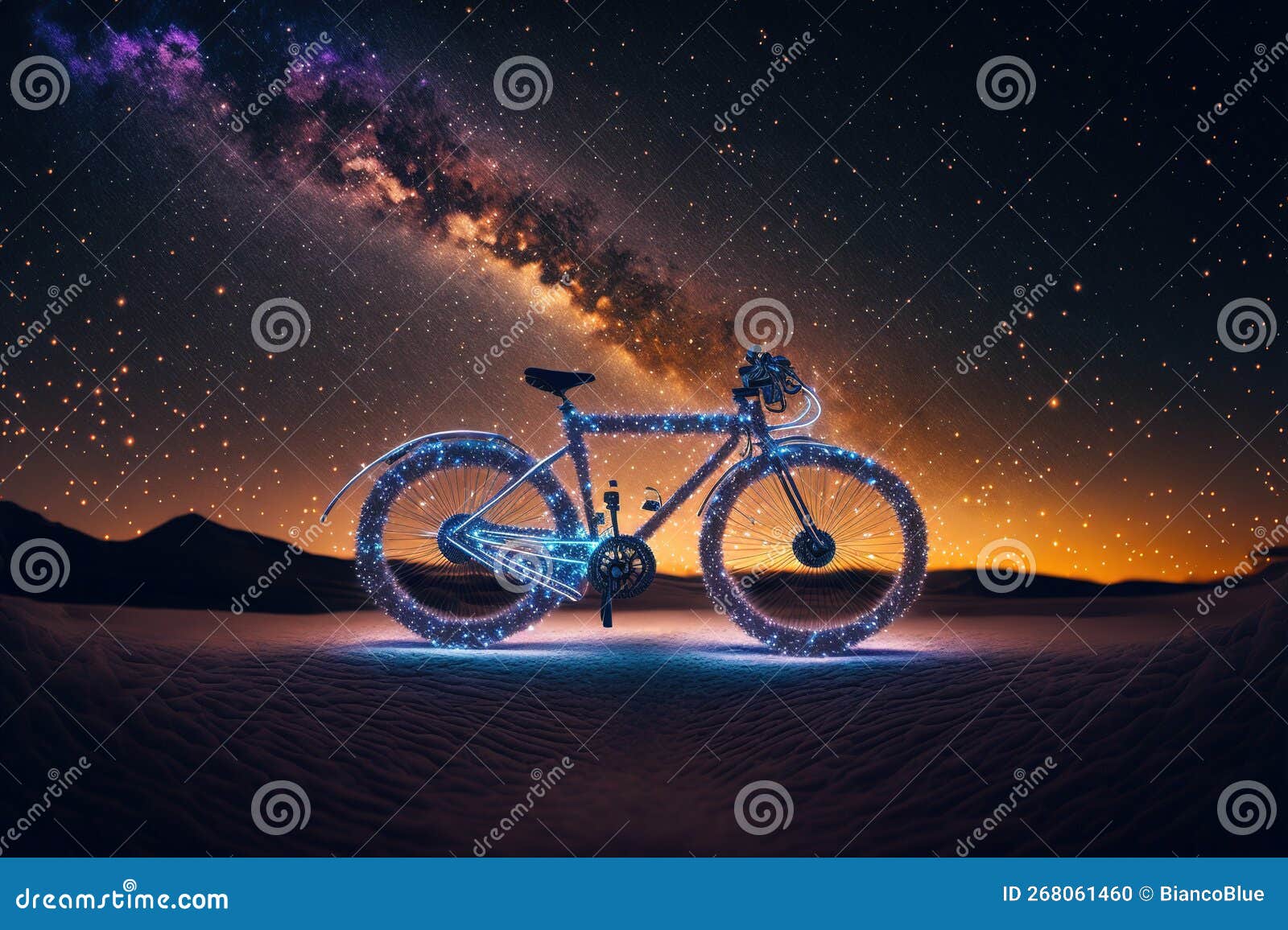 Bicycle Creative Image Made with Starry Night To Form the Bicycle Shape ...