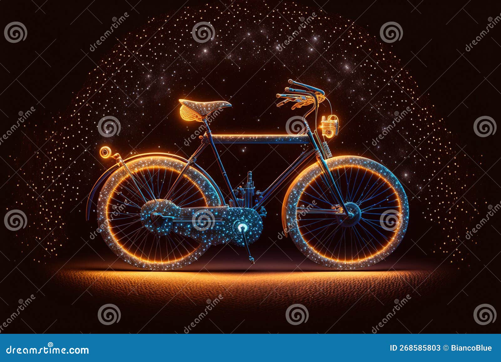 Bicycle Creative Image Made with Starry Night To Form the Bicycle Shape ...