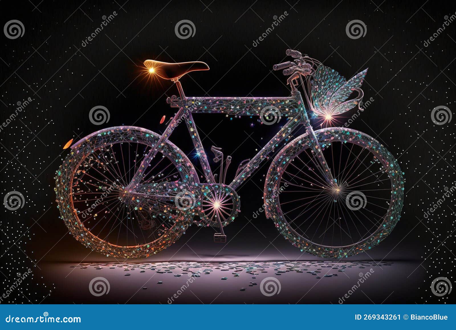 Bicycle Creative Image Made with Starry Night To Form the Bicycle Shape ...