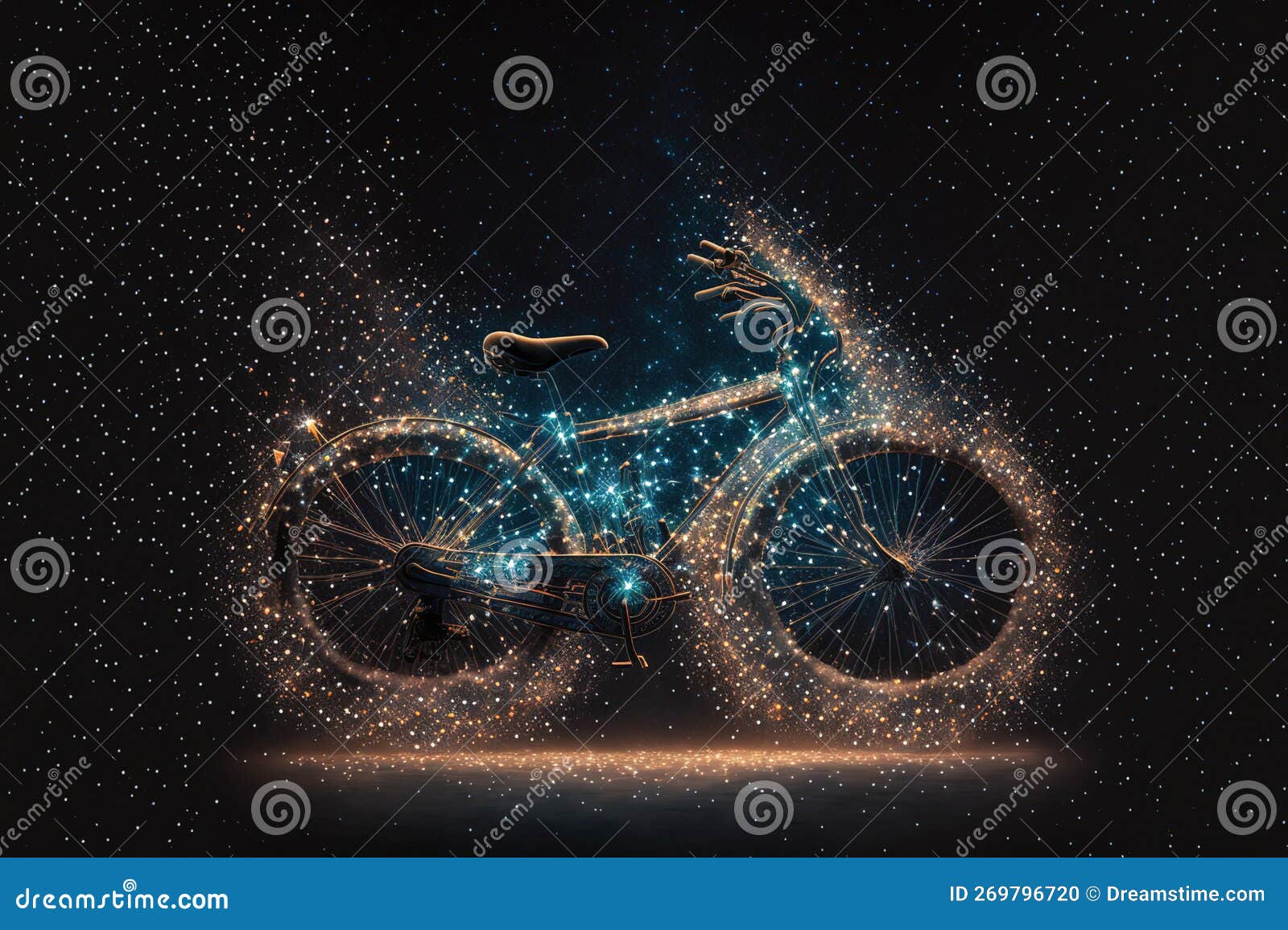 Bicycle Creative Image Made with Starry Night To Form the Bicycle Shape ...