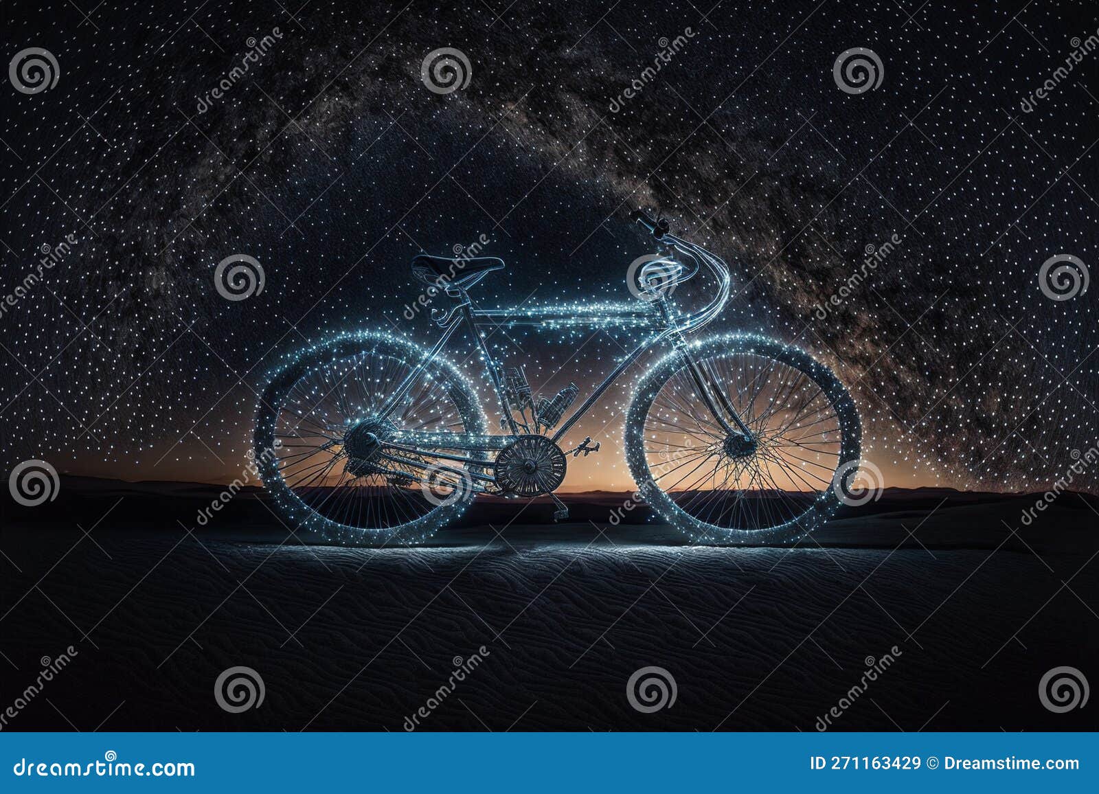 Bicycle Creative Image Made with Starry Night To Form the Bicycle Shape ...