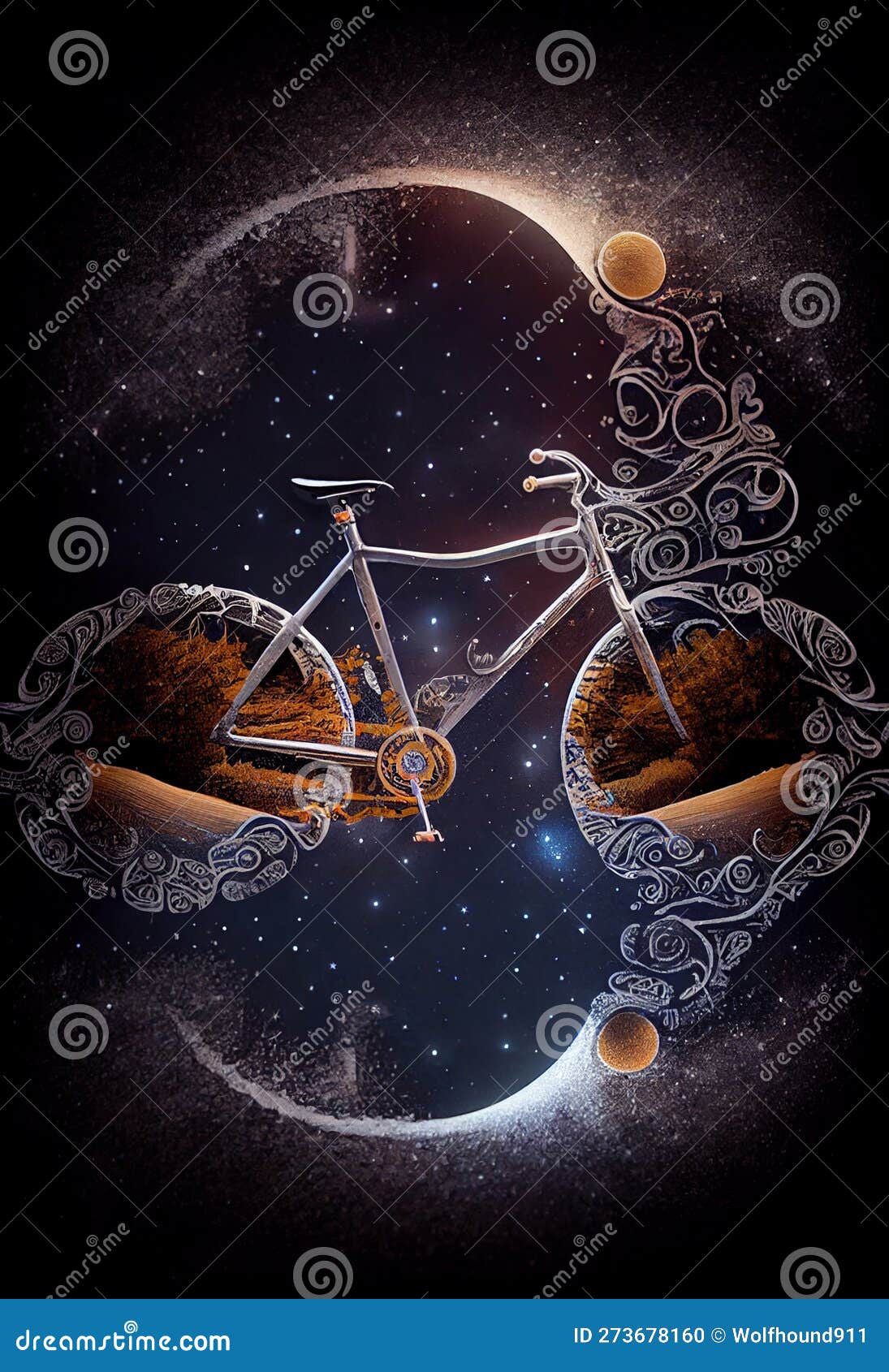 Bicycle Creative Image Made with Starry Night To Form the Bicycle Shape ...