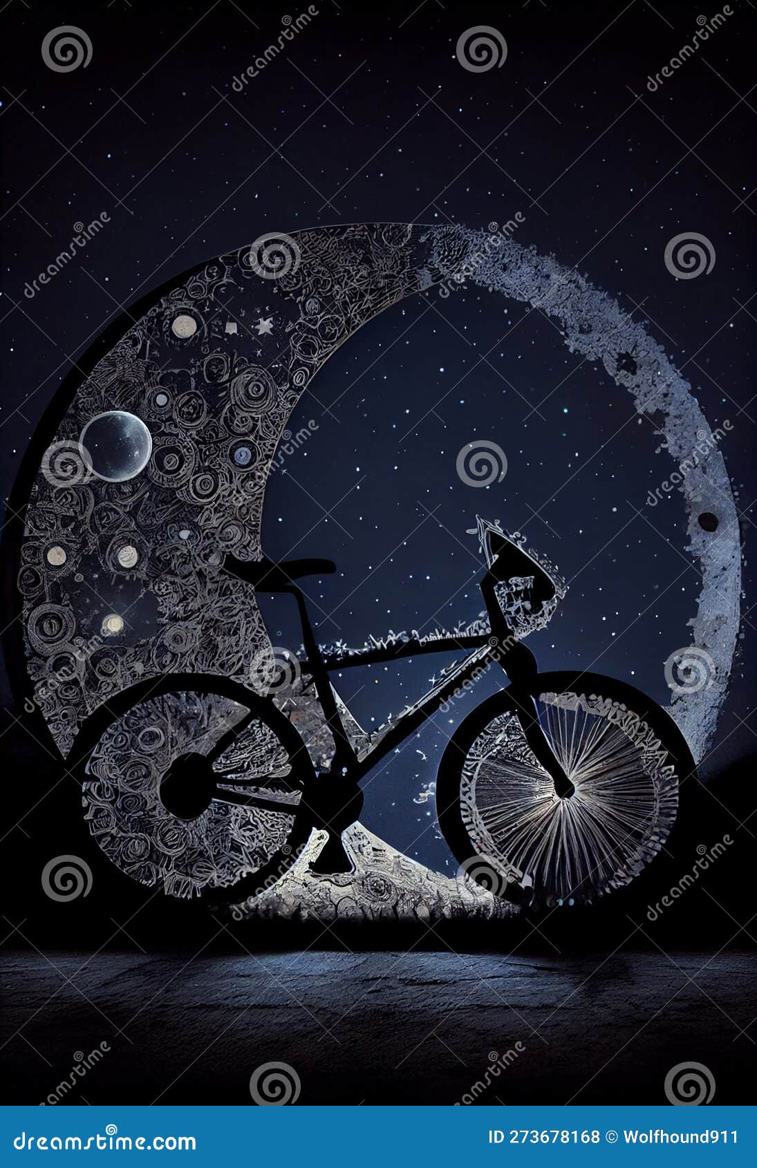 Bicycle Creative Image Made with Starry Night To Form the Bicycle Shape ...