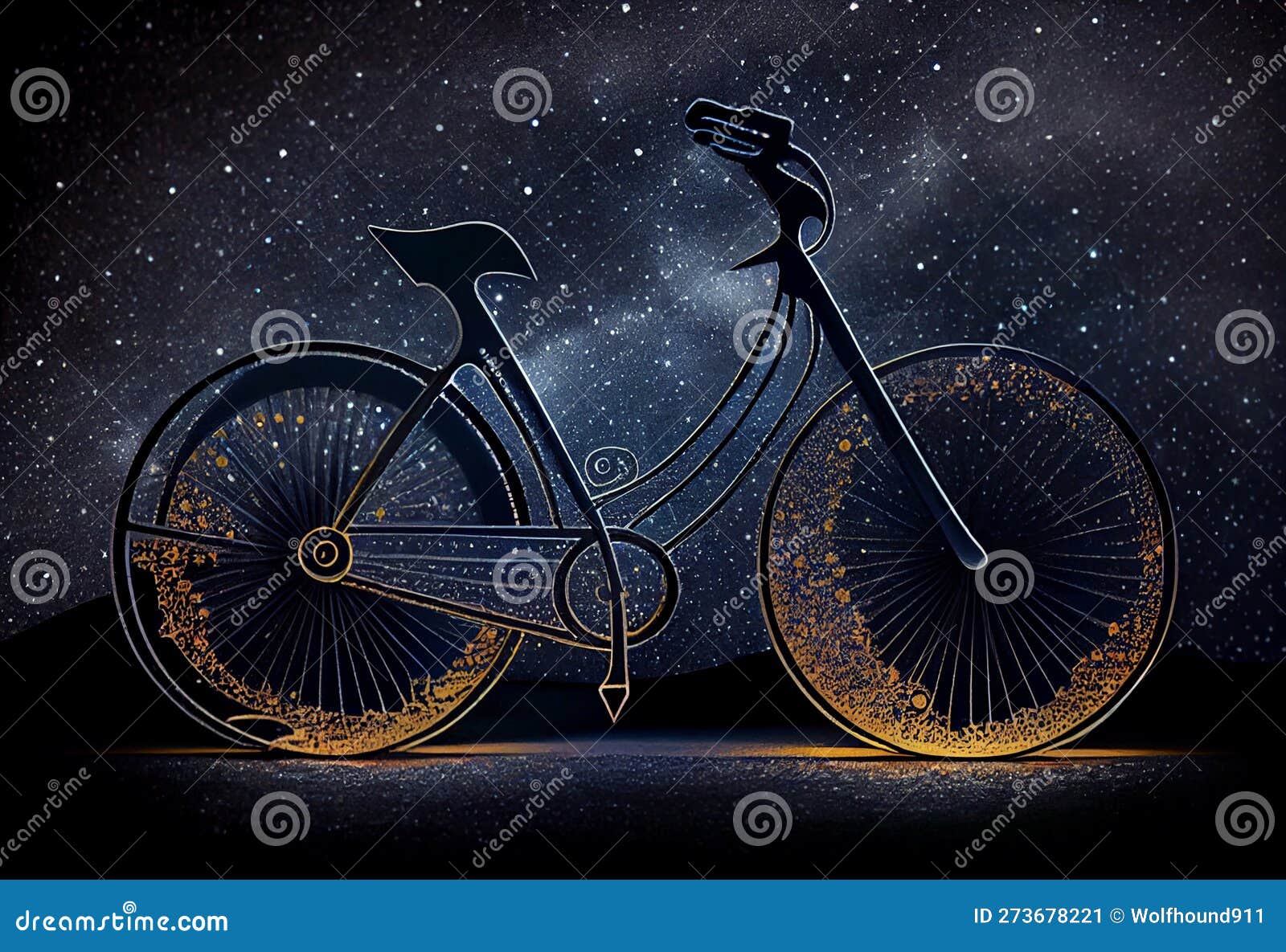 Bicycle Creative Image Made with Starry Night To Form the Bicycle Shape ...