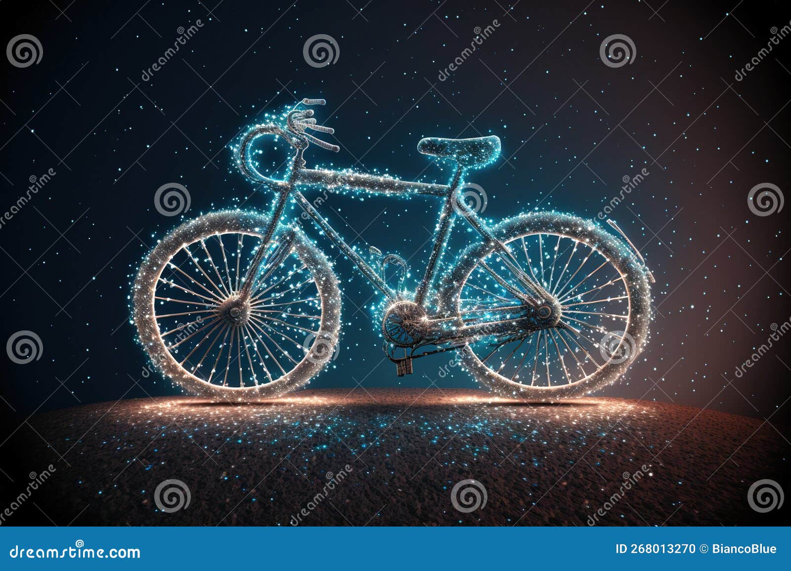 Bicycle Creative Image Made with Starry Night To Form the Bicycle Shape ...