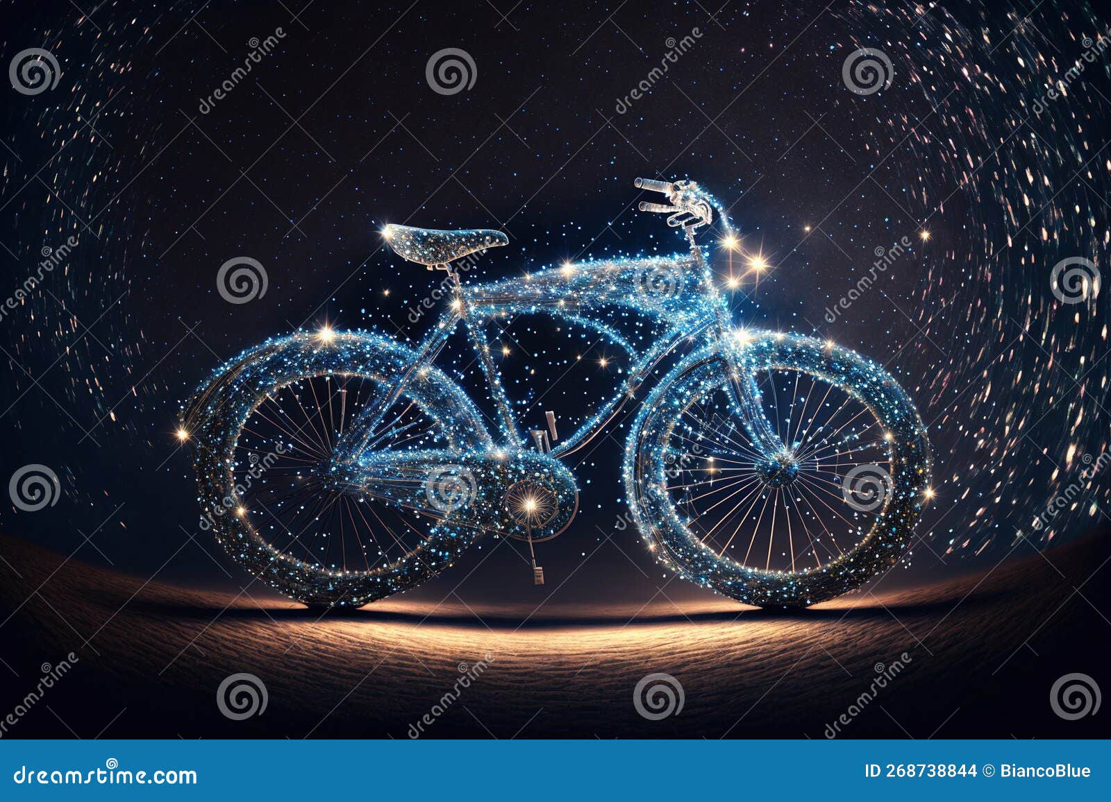 Bicycle Creative Image Made with Starry Night To Form the Bicycle Shape ...