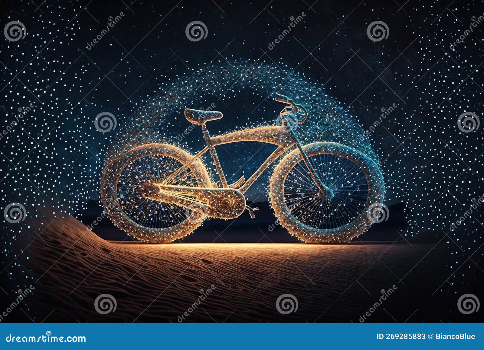 Bicycle Creative Image Made with Starry Night To Form the Bicycle Shape ...