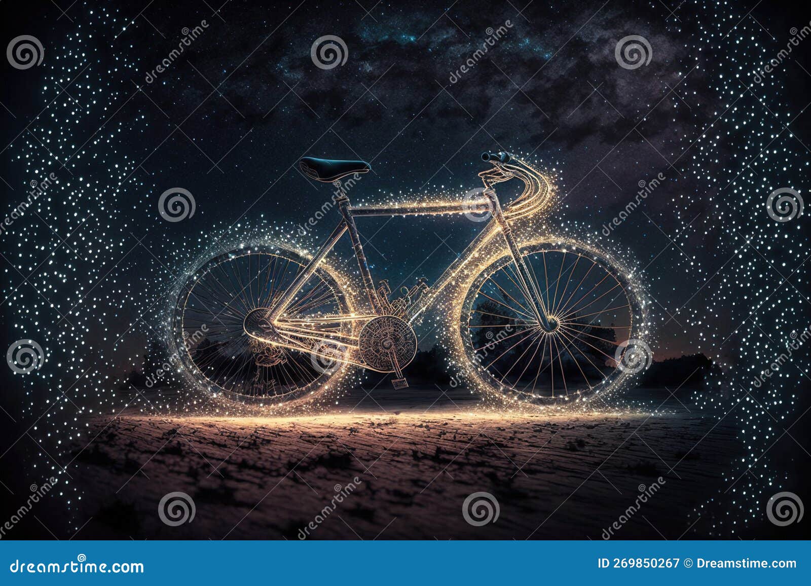 Bicycle Creative Image Made with Starry Night To Form the Bicycle Shape ...