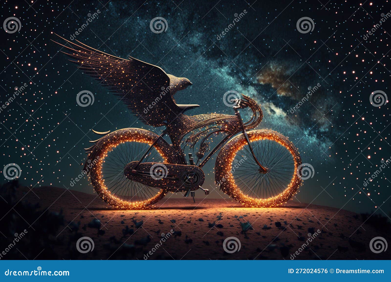Bicycle Creative Image Made with Starry Night To Form the Bicycle Shape ...