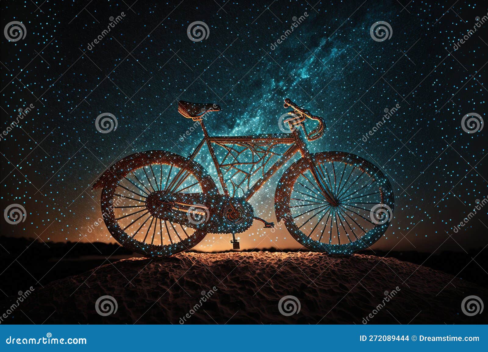Bicycle Creative Image Made with Starry Night To Form the Bicycle Shape ...