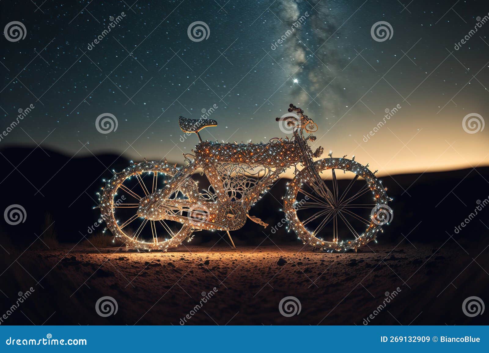 Bicycle Creative Image Made with Starry Night To Form the Bicycle Shape ...
