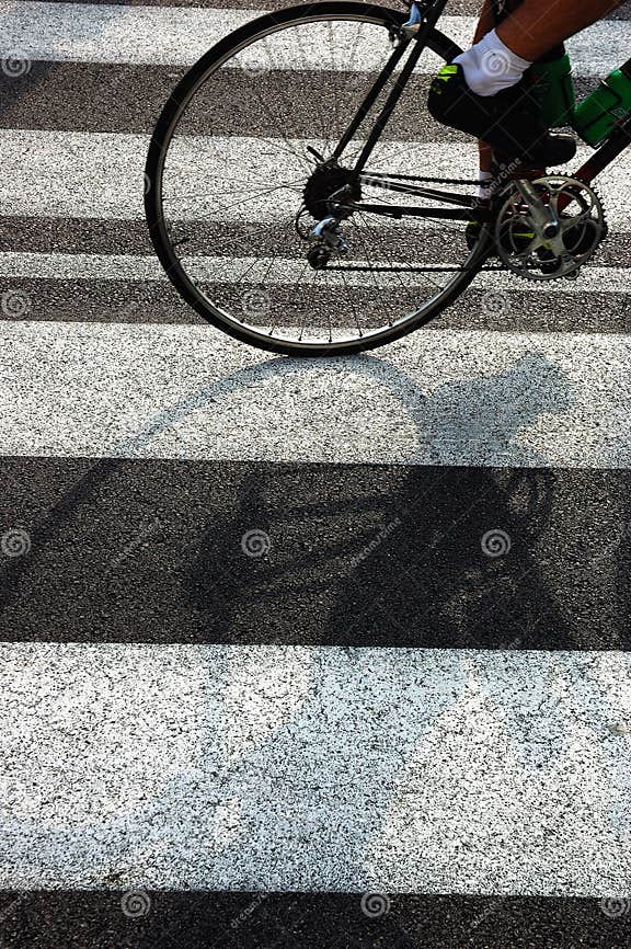 Bicycle on a cross walk stock photo. Image of cycle, cyclo - 1380756