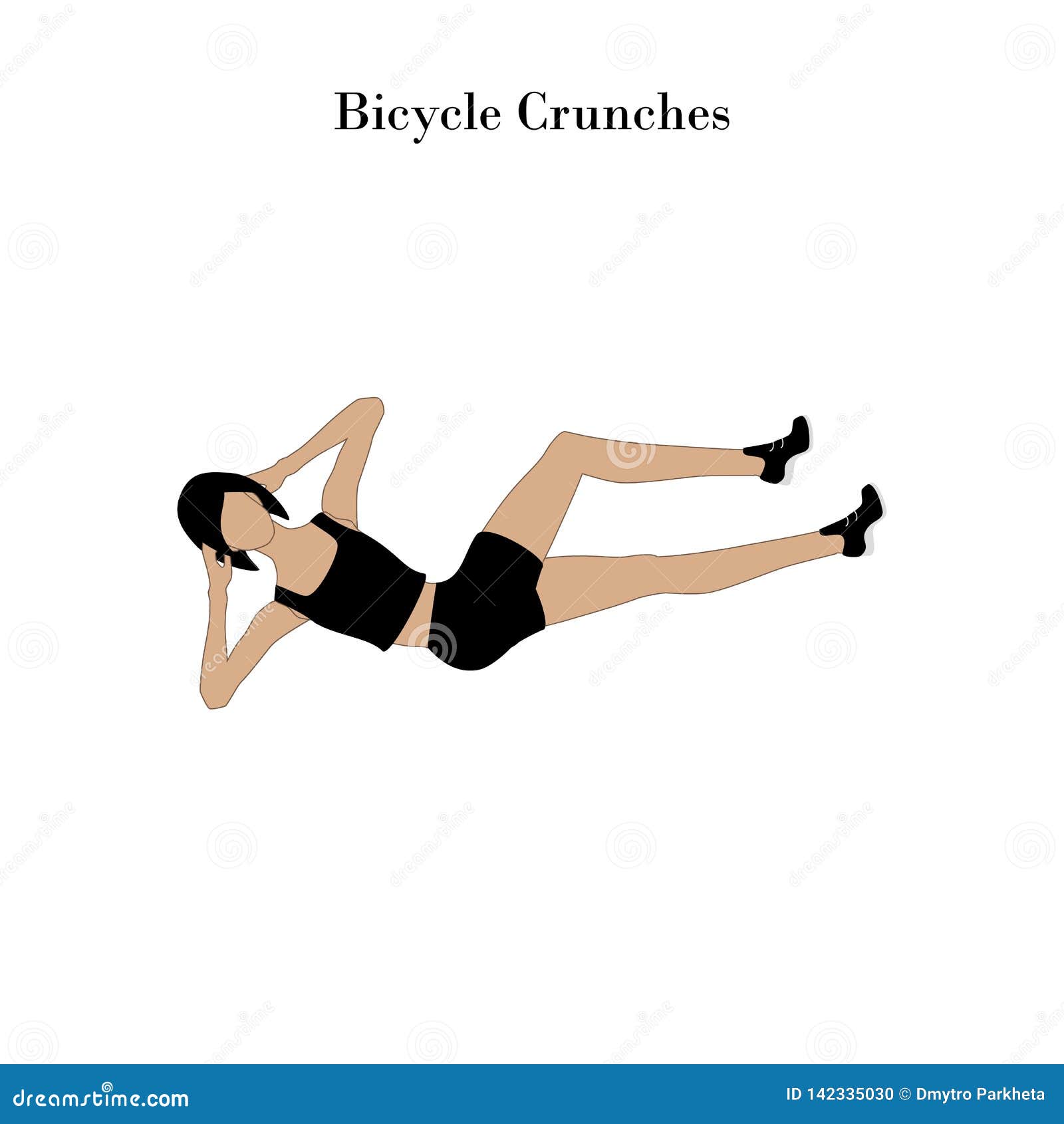 Bicycle Crunches Exercise Workout Silhouette Cartoon Vector ...