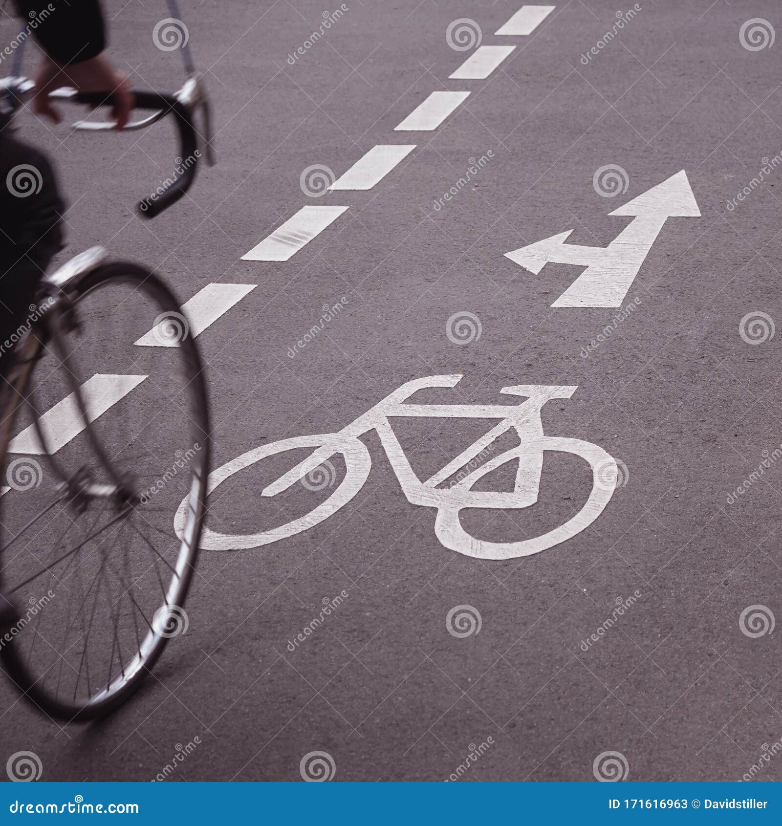 Bicycle on a Cycle Path with a Bicycle Symbol and Arrows Stock Image ...