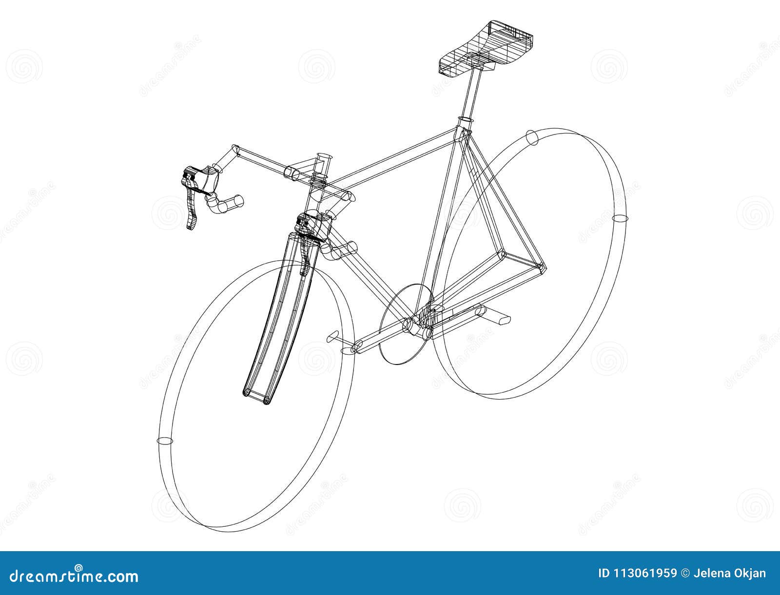 Bicycle 3D Blueprint - Isolated Stock Illustration - Illustration of ...