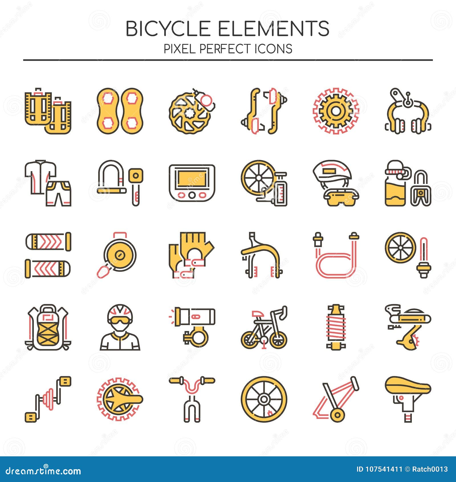 Bicycle Elements stock vector. Illustration of parts - 107541411