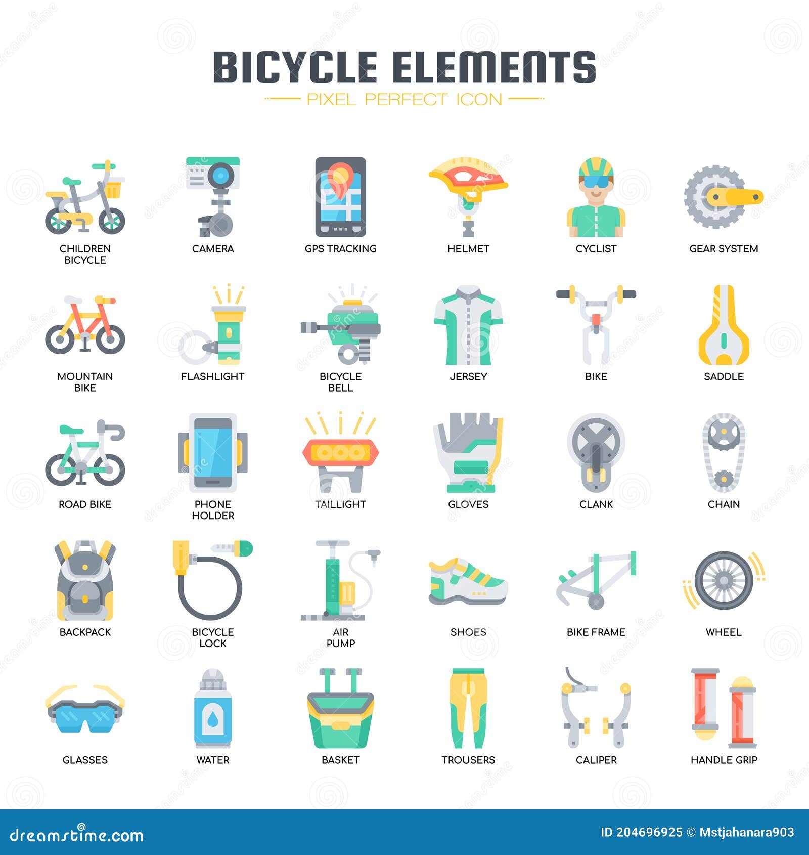 Bicycle Elements , Thin Line and Pixel Perfect Icons Stock Vector ...