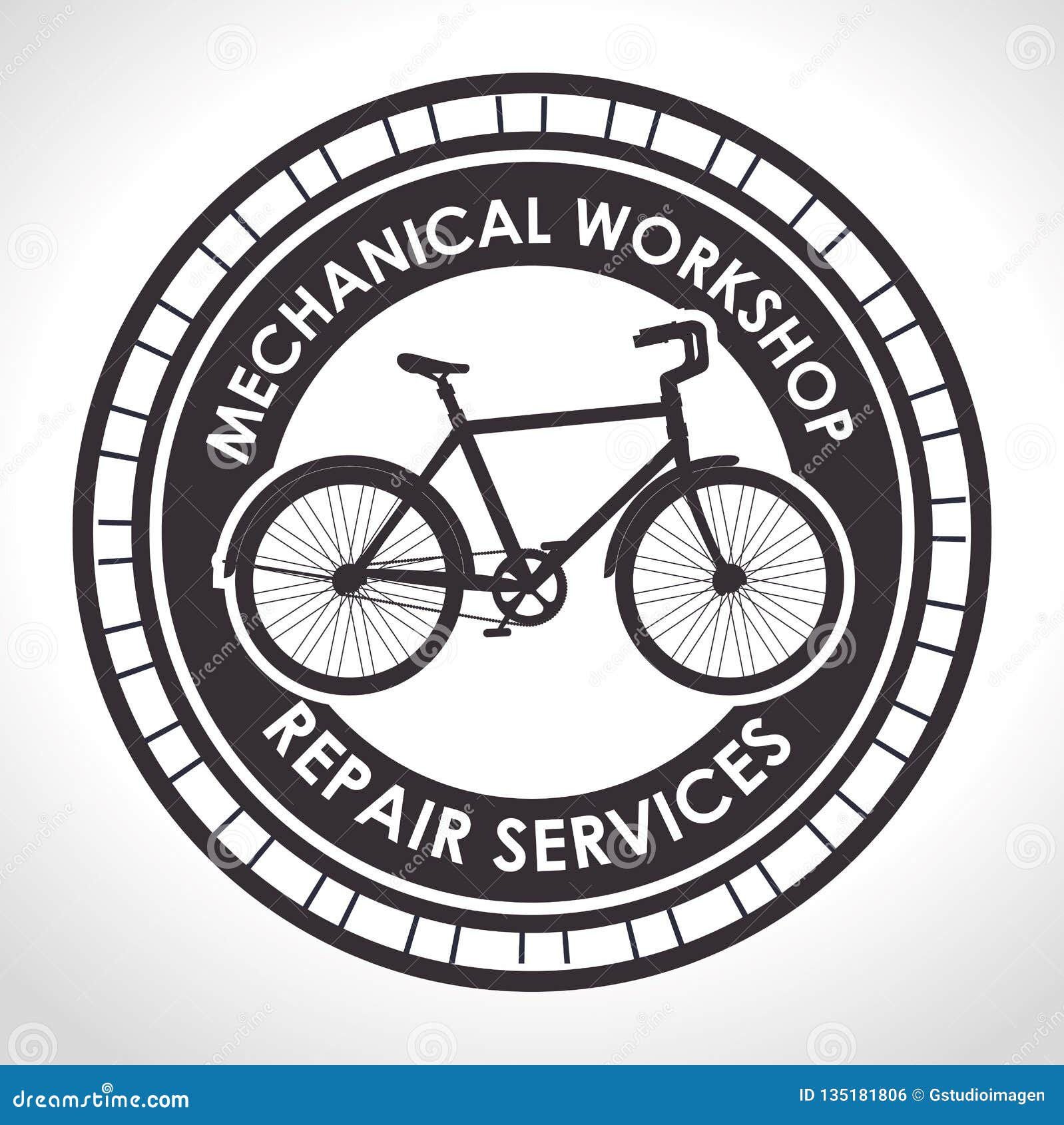 Bicycle Emblem with Shop and Mechanical Service Stock Vector ...