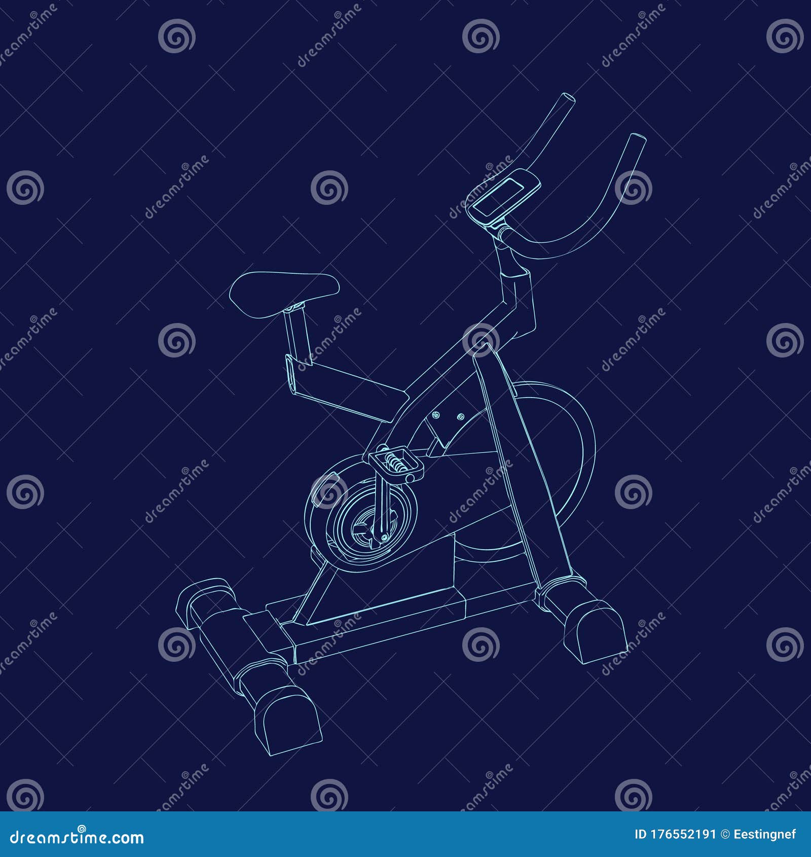 Bicycle Exercise Machine. Vector Outline Illustration Stock Vector ...