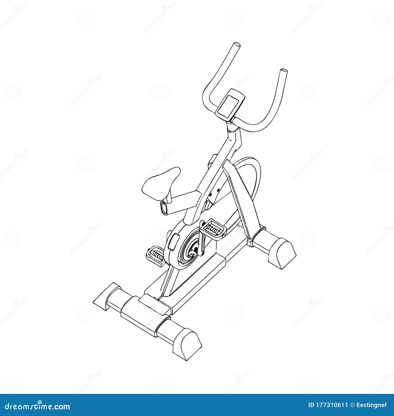 Bicycle Exercise Machine. Vector Outline Illustration Stock Vector ...