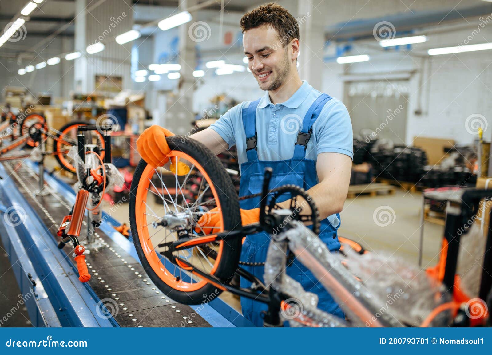 Bicycle Factory, Assembly Line, Wheel Installation Stock Image ... Bicycle Factory, Assembly Line, Wheel Installation Stock Image ...