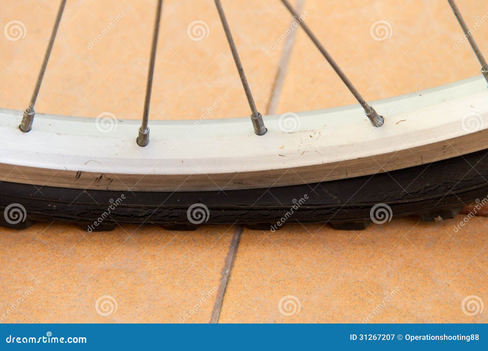 Bicycle flat tire stock image. Image of fixing, repair - 31267207