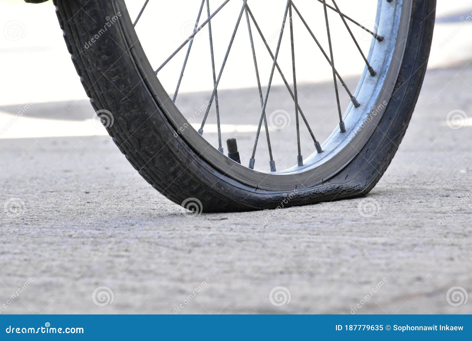 Bicycle flat tires stock image. Image of cycle, sport - 187779635