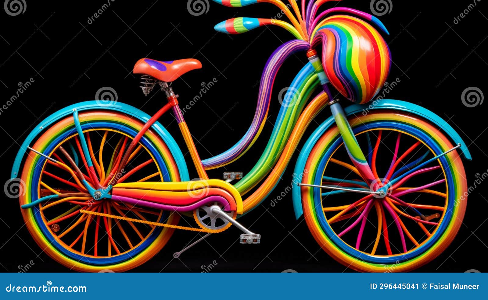 A Bicycle with a Fun, Wavy Frame and Vibrant, Es, Creating a Whimsical ...