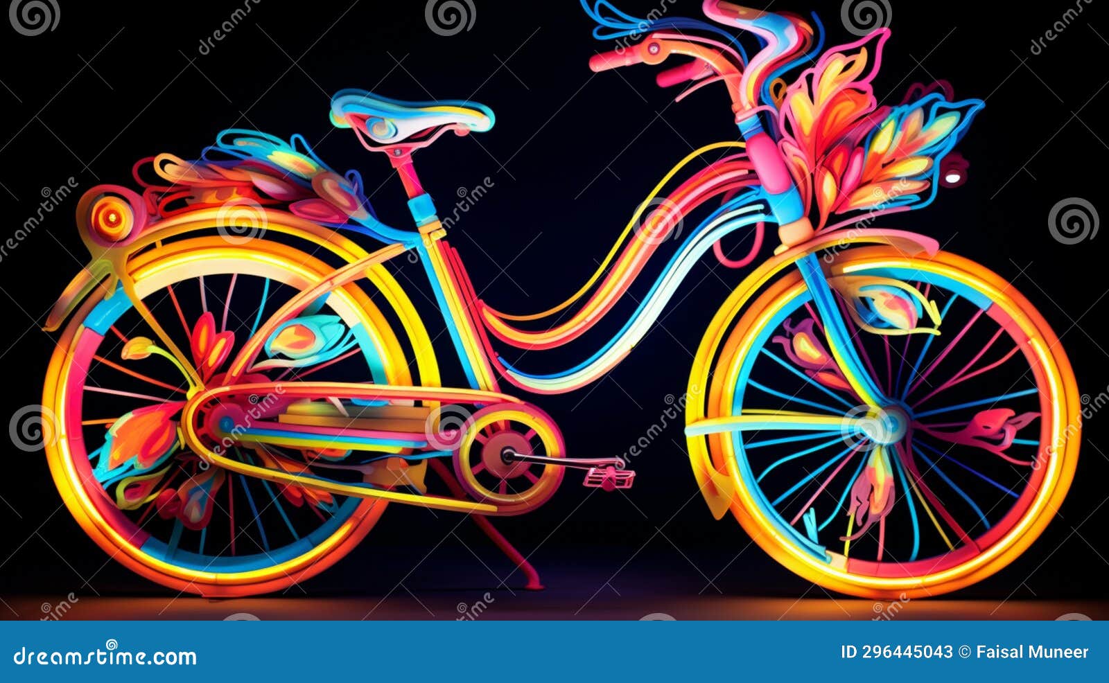 A Bicycle with a Fun, Wavy Frame and Vibrant, Neon-colored Spokes ...