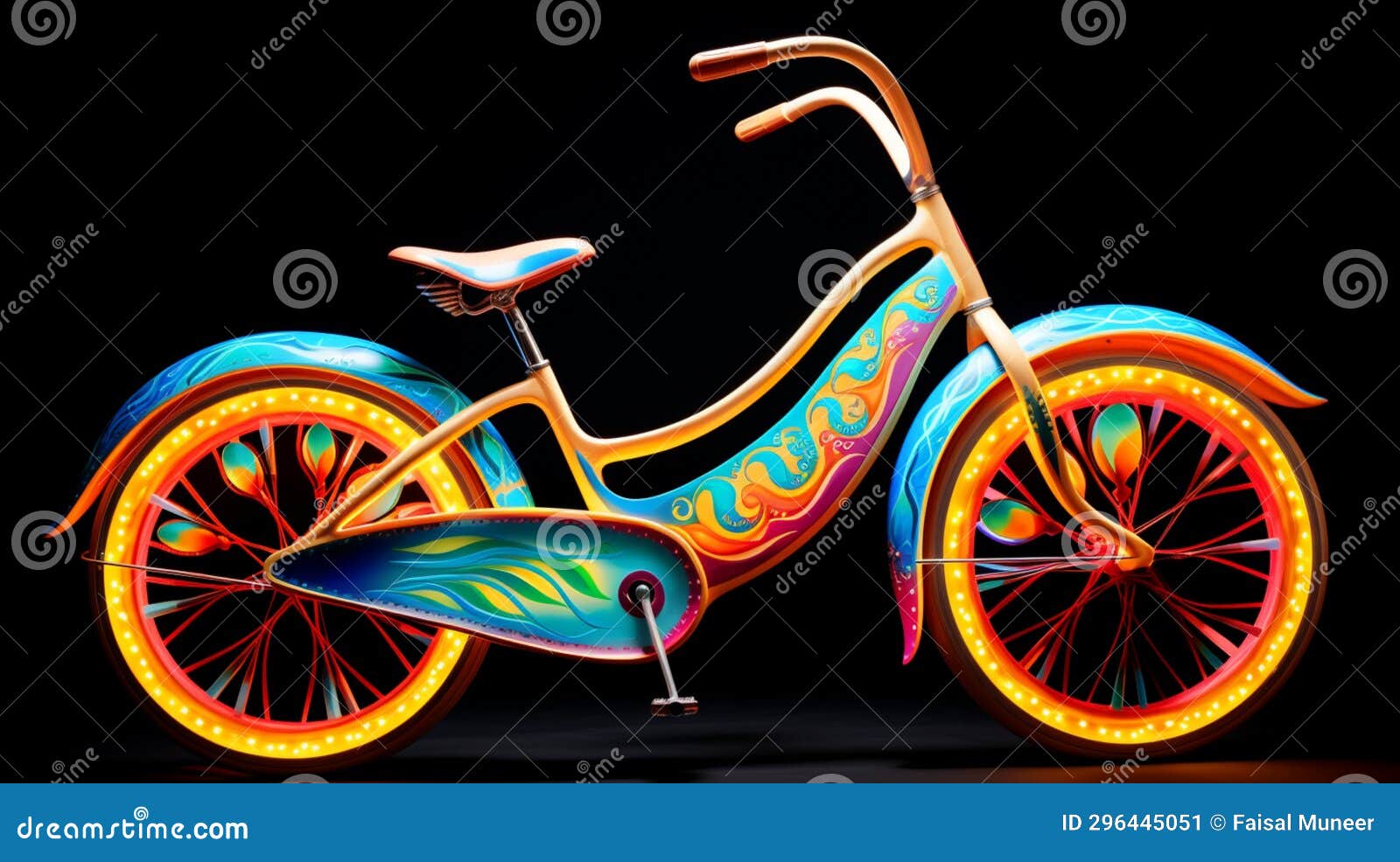 A Bicycle with a Fun, Wavy Frame and Vibrant, Neon-colored Spokes ...