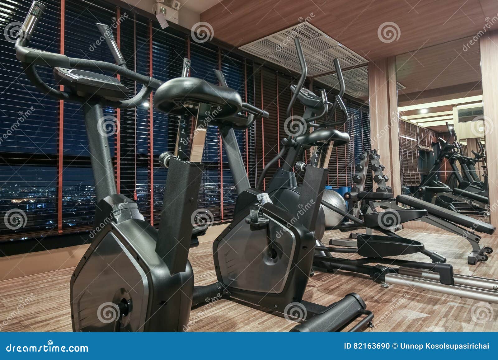 Bicycle in Gym with Mirror Reflection, Fitness Concept Stock Photo ...
