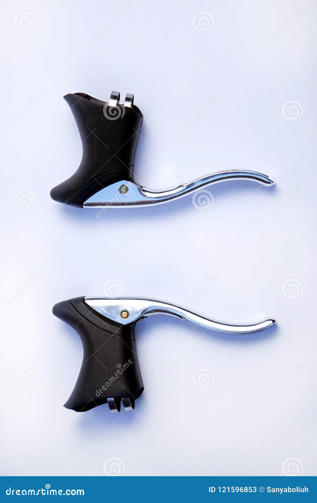 Bicycle Hand Brake and Shifter Isolated on White Background. Selective ...