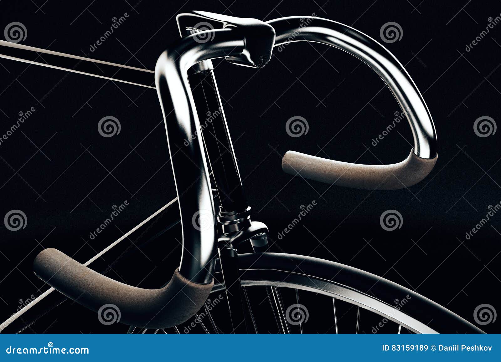 Bicycle Handle on Black Background Stock Illustration - Illustration of ...
