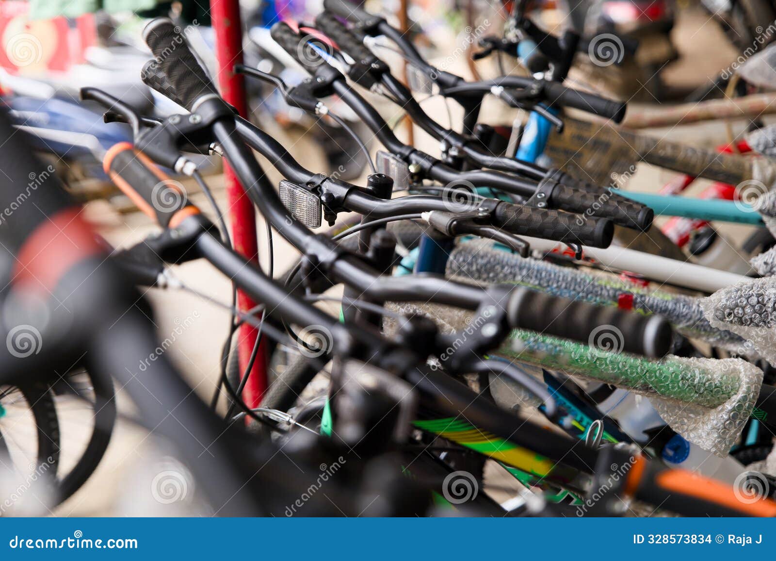 Bicycle Handlebar Lineup editorial stock image. Image of detail - 328573834