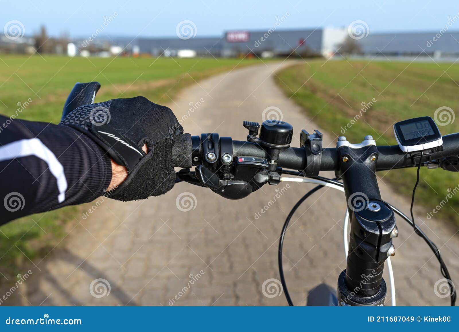 A Bicycle Handlebar Seen from the First Person Perspective and with a ...