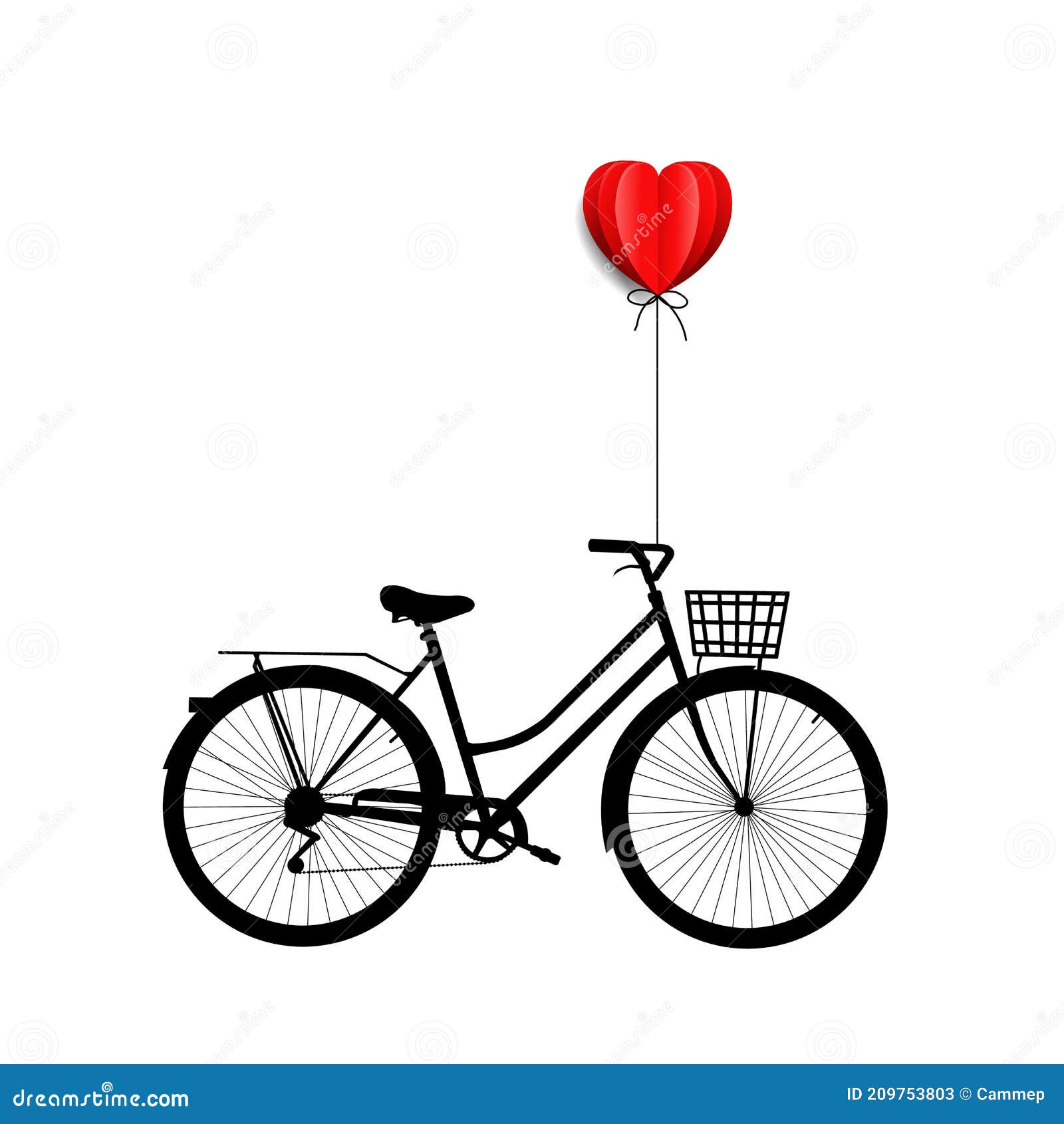 Bicycle with Heart stock vector. Illustration of hearts - 209753803